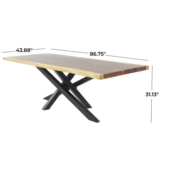 17 Stories Cole And Grey Wood Modern Live Edge Dining Table With Black Criss Cross Legs | Wayfair